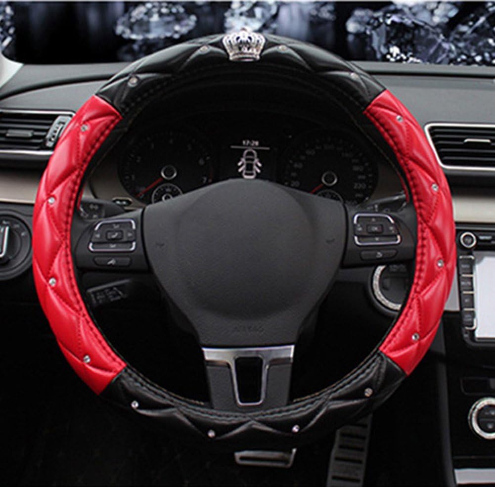 Amazon.com: BAIMIL Car Steering Wheel Cover Universal Cystal Crown PU ...
