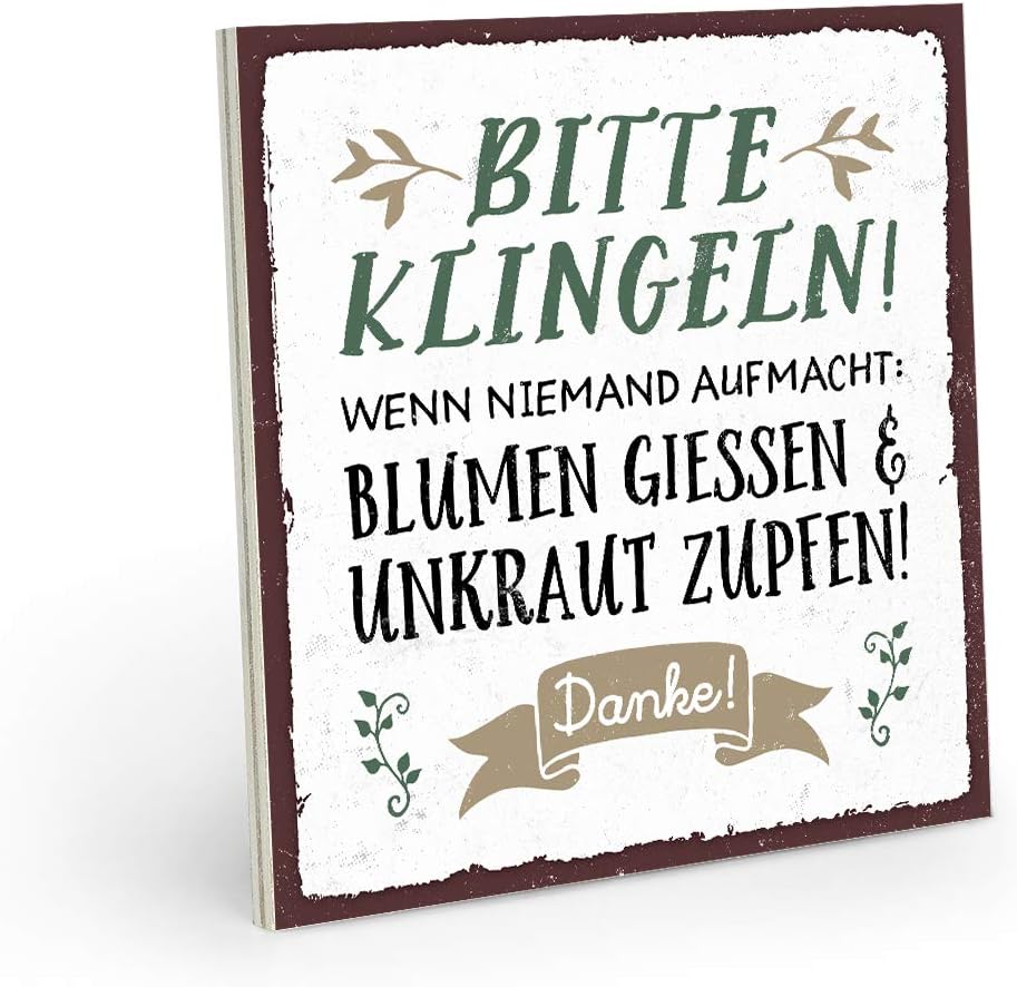 ARTFAVES Holzschild mit Spruch - Bitte klingeln - Vintage Shabby Deko ...