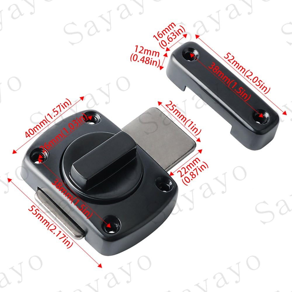 Sayayo Bathroom Latch Rotate Bolt Gate Latch Door Lock, Matte Black ...
