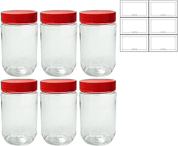 Amazon.com: 17 oz Empty Peanut Butter, Nut Butter Spread Container Jars ...