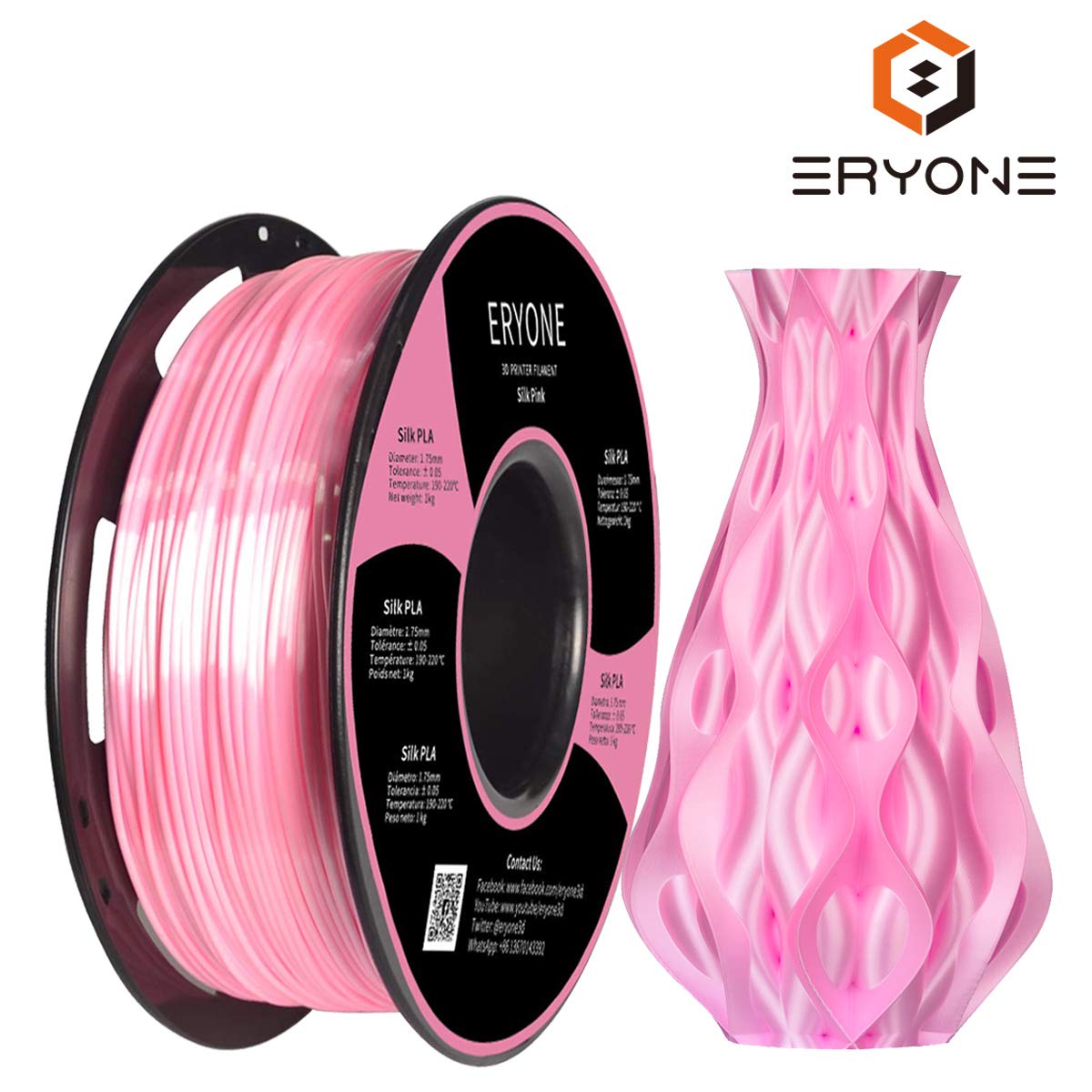 ERYONE Silk Pink PLA Filament 1.75mm, 3D Printing Filament PLA for 3D ...