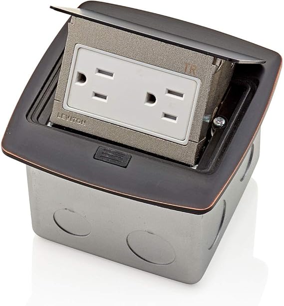 Leviton PFTR1-BZ - Caja de piso de bronce con 15 amperios, salida ...