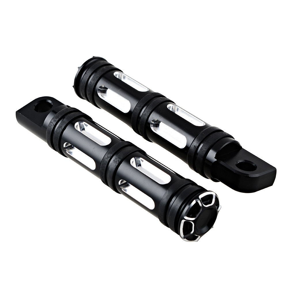 Amazon.com: Black Chrome Front/Rear Foot Pegs 10mm for Harley HD ...