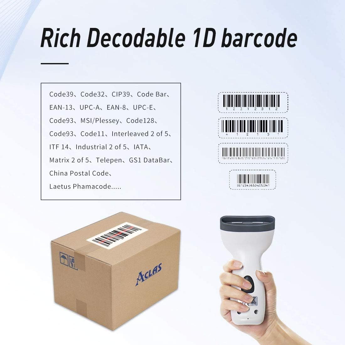 ACLAS Barcode Scanner Wired Handheld 1D Imager Bar Code Reader USB POS ...