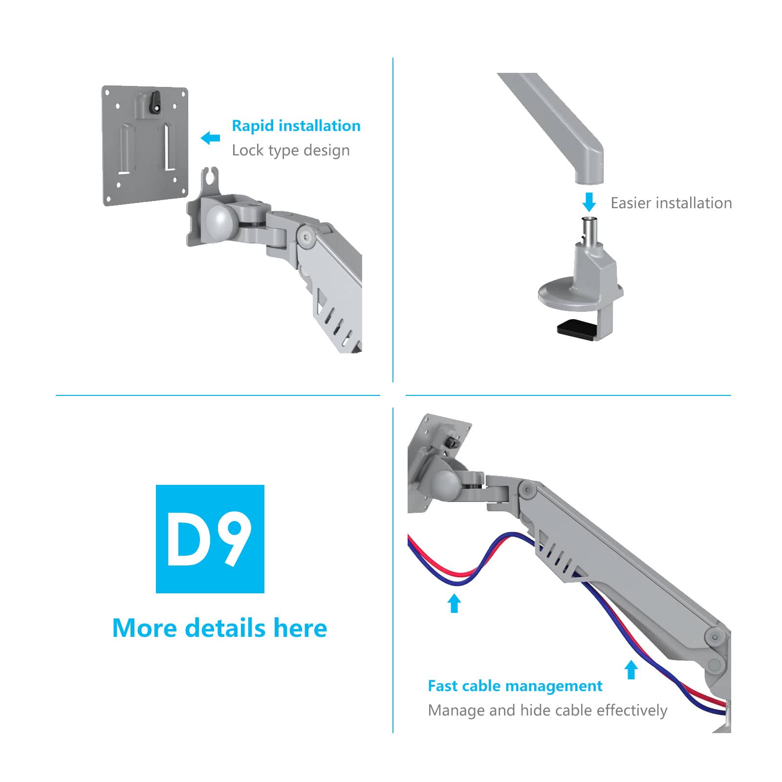 Mua BEWISER Single Monitor Gas Spring Desk Mount, Heavy Duty Monitor ...