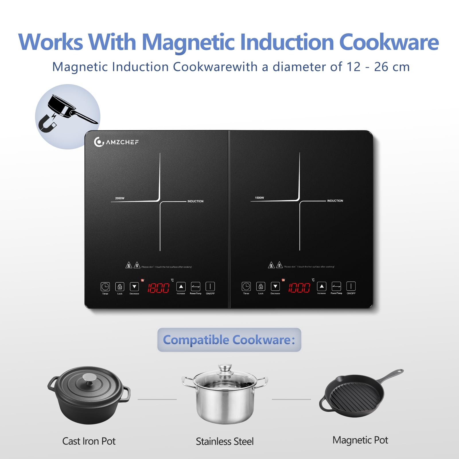 Mua AMZCHEF Induction Hob 2 Plates, 3500 W Induction Hob 2 Plates with ...