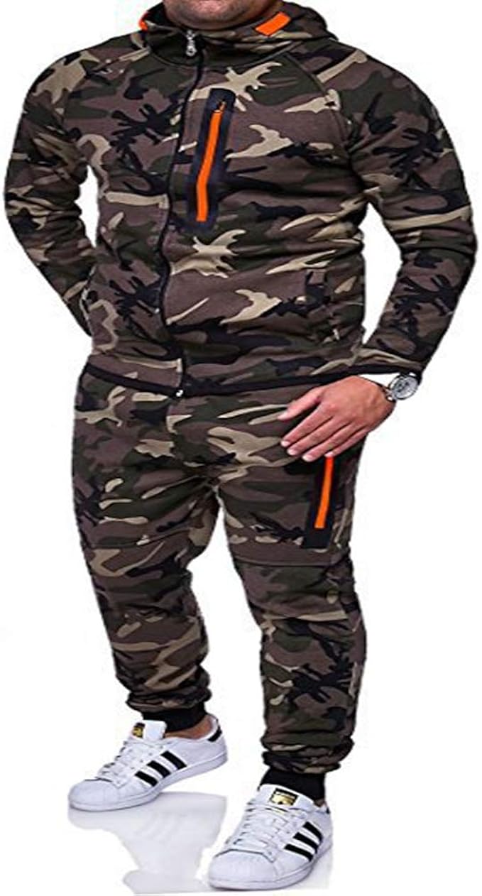 JJZZ Top + Lange Hose Jogginganzug Camouflage-Jacken für Herren im ...