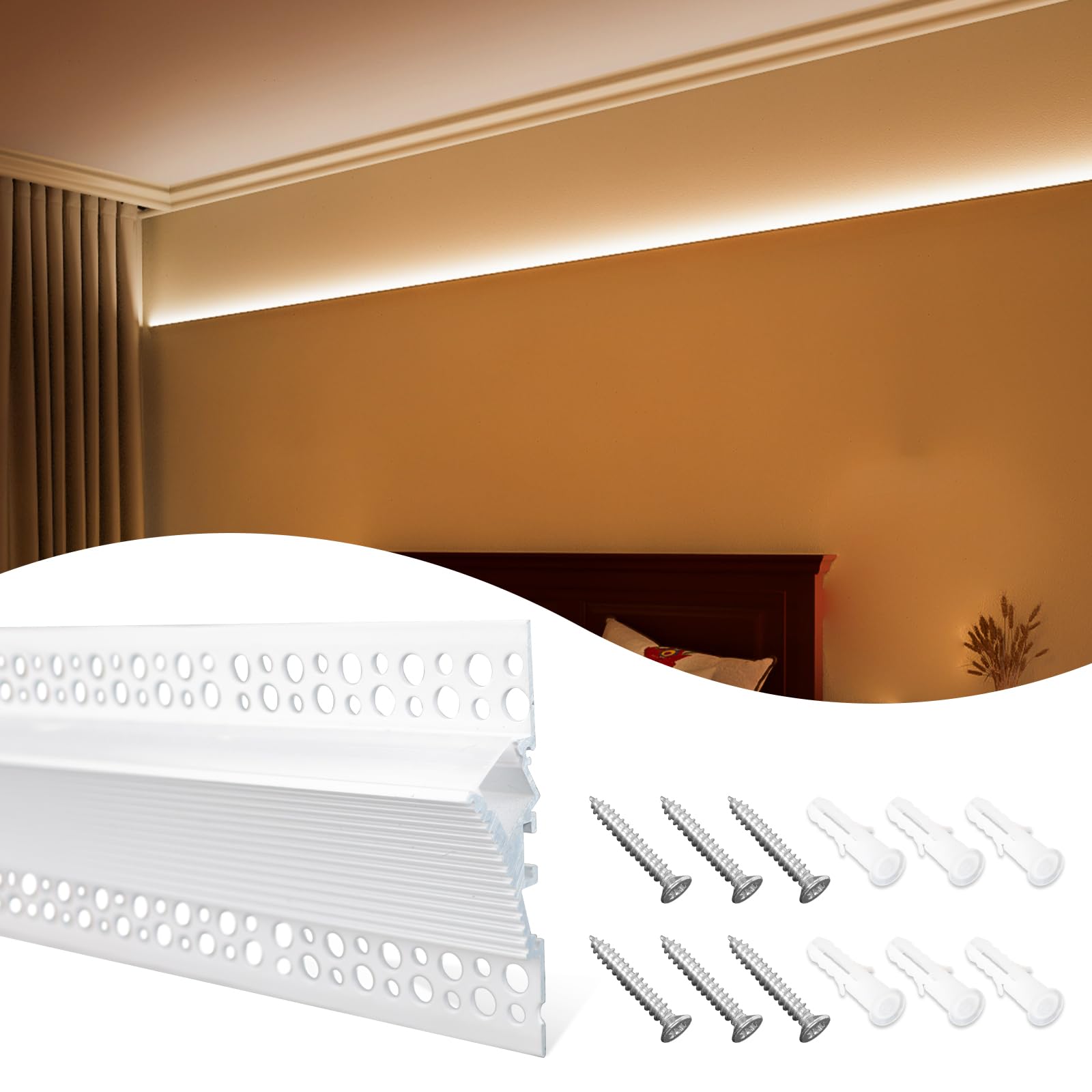 Muzata 5Pack 3.3FT/1M Plaster-in LED Channel Wall Light Decoration ...