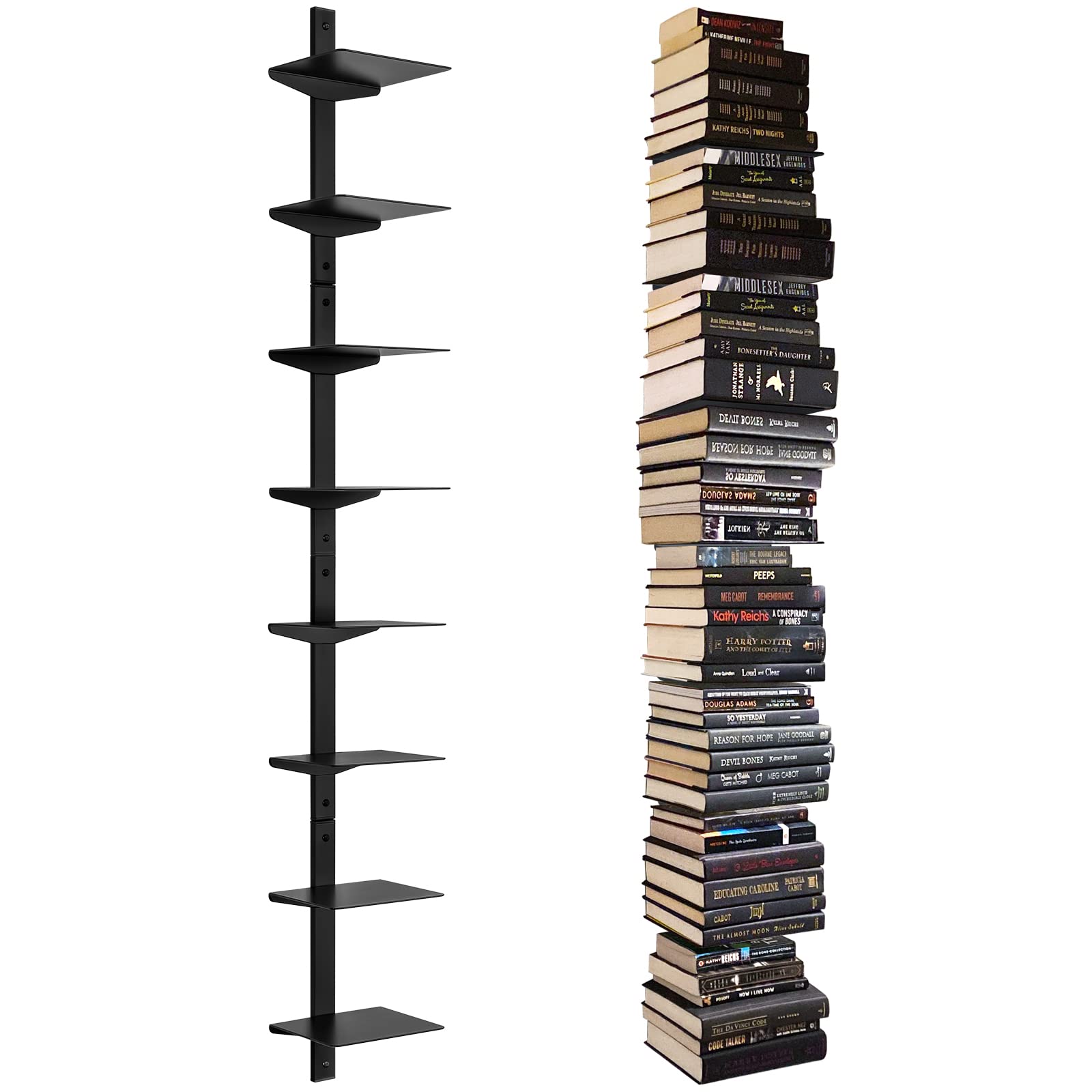 ART-GIFTREE Invisible Floating Bookshelf for Wall Mounted, 8 Tier ...