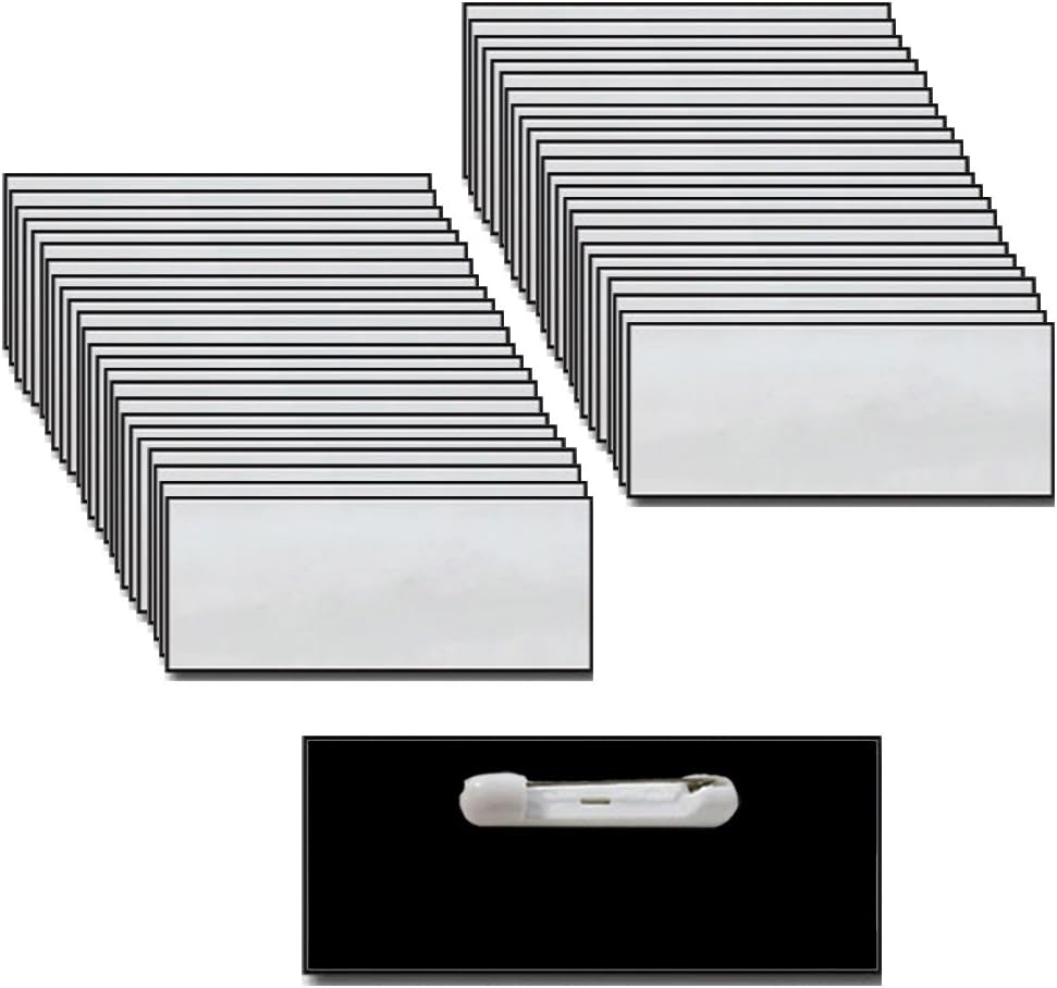 Amazon.com : Blank Name Badges with Pin Fastener - 50pk Kit Includes ...