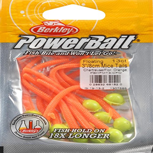 Berkley PowerBait Floating Mice Tails Chartreuse/Fluorescent Orange, 3 ...
