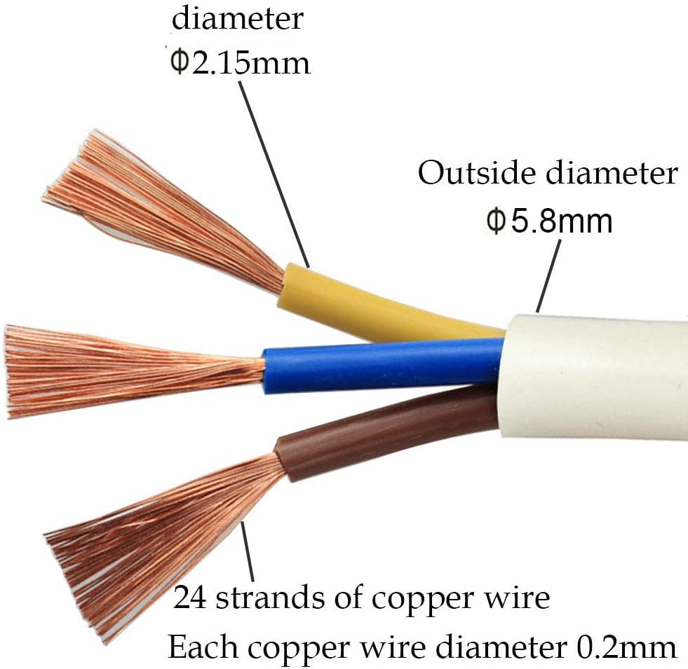 Electrical Wire/3 Core Round White PVC Mains Electrical Cable Copper ...