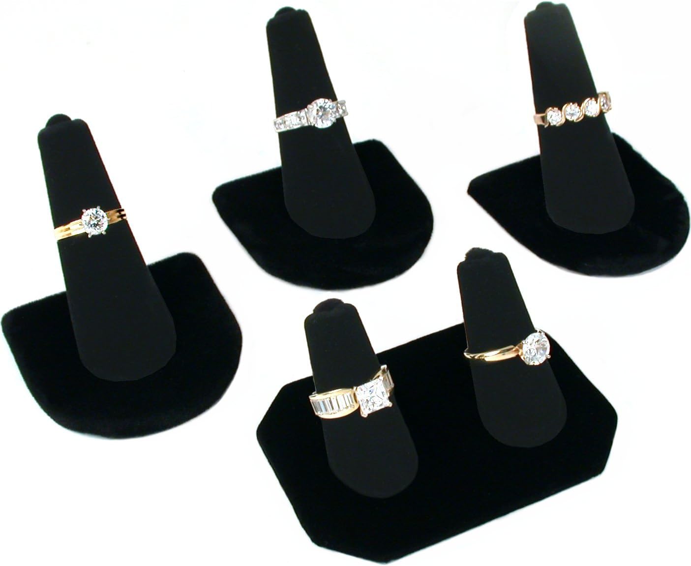 Amazon.com: FindingKing Lot of 4 Black Velvet Ring Jewelry Displays Set ...