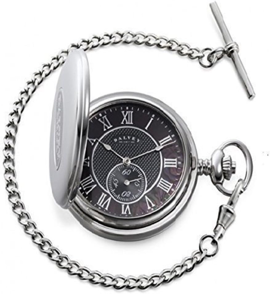 Dalvey Men's Full Hunter Pocket Watch Black Mother Of Pearl: Amazon.co ...