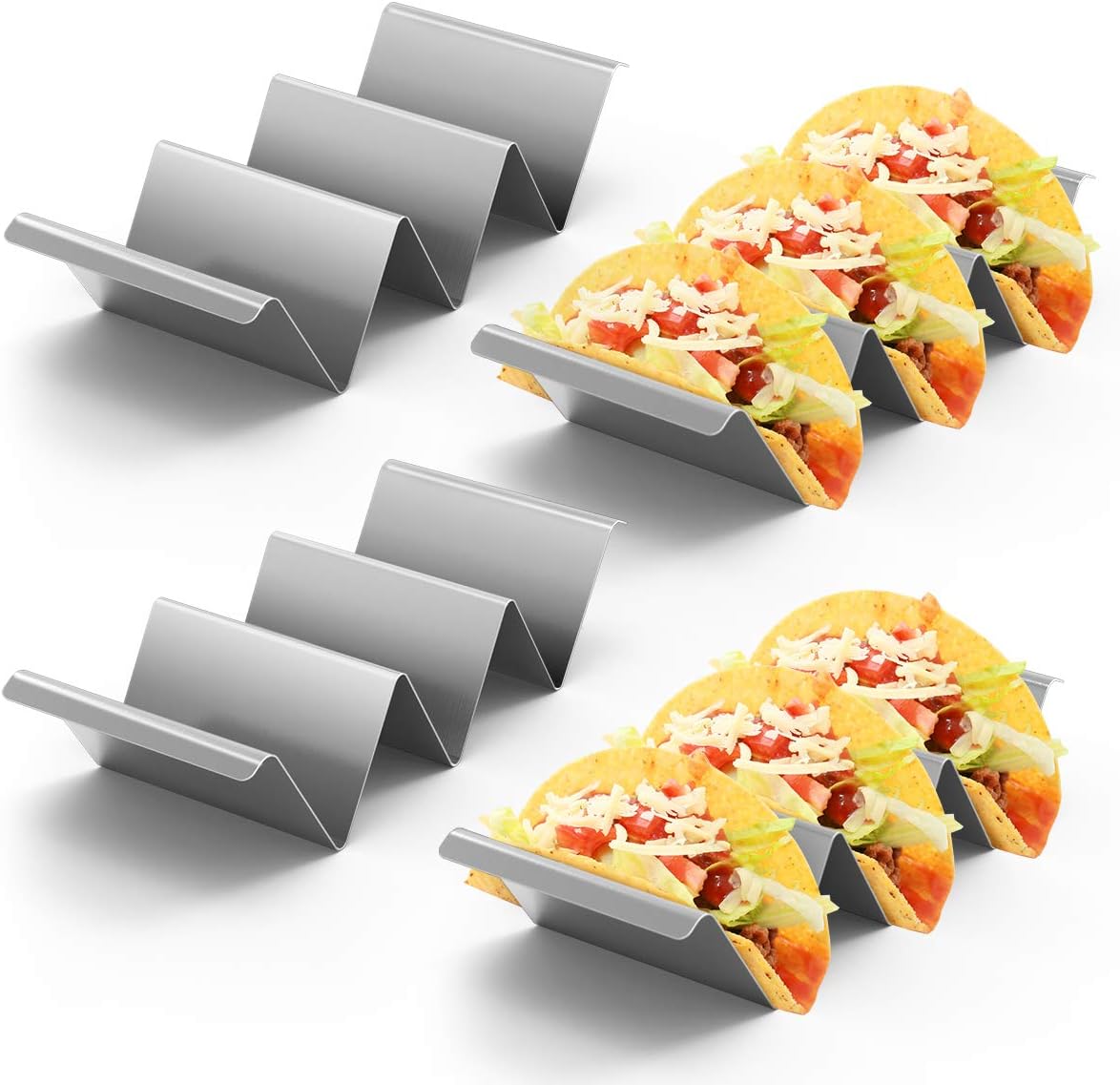 Housolution Taco Holder Stand, Set of 4 Stainless Steel Taco Rack Shell ...