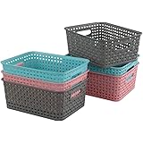Tstorage Blue Pink White Rattan Weave Organizer Plastic Storage Baskets ...