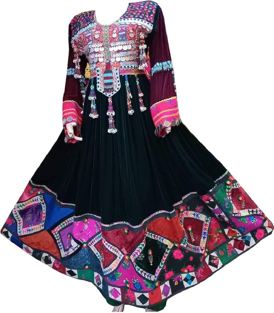 Afghan Kuchi Handmade Traditional Coin Women Afgani Dress Multi Color ...