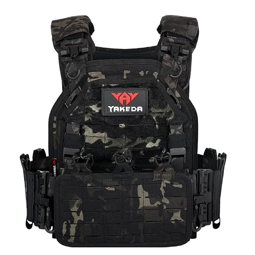 YAKEDA Tactical Vest for Men 1000D Nylon Quick Release Laser-Cutting ...
