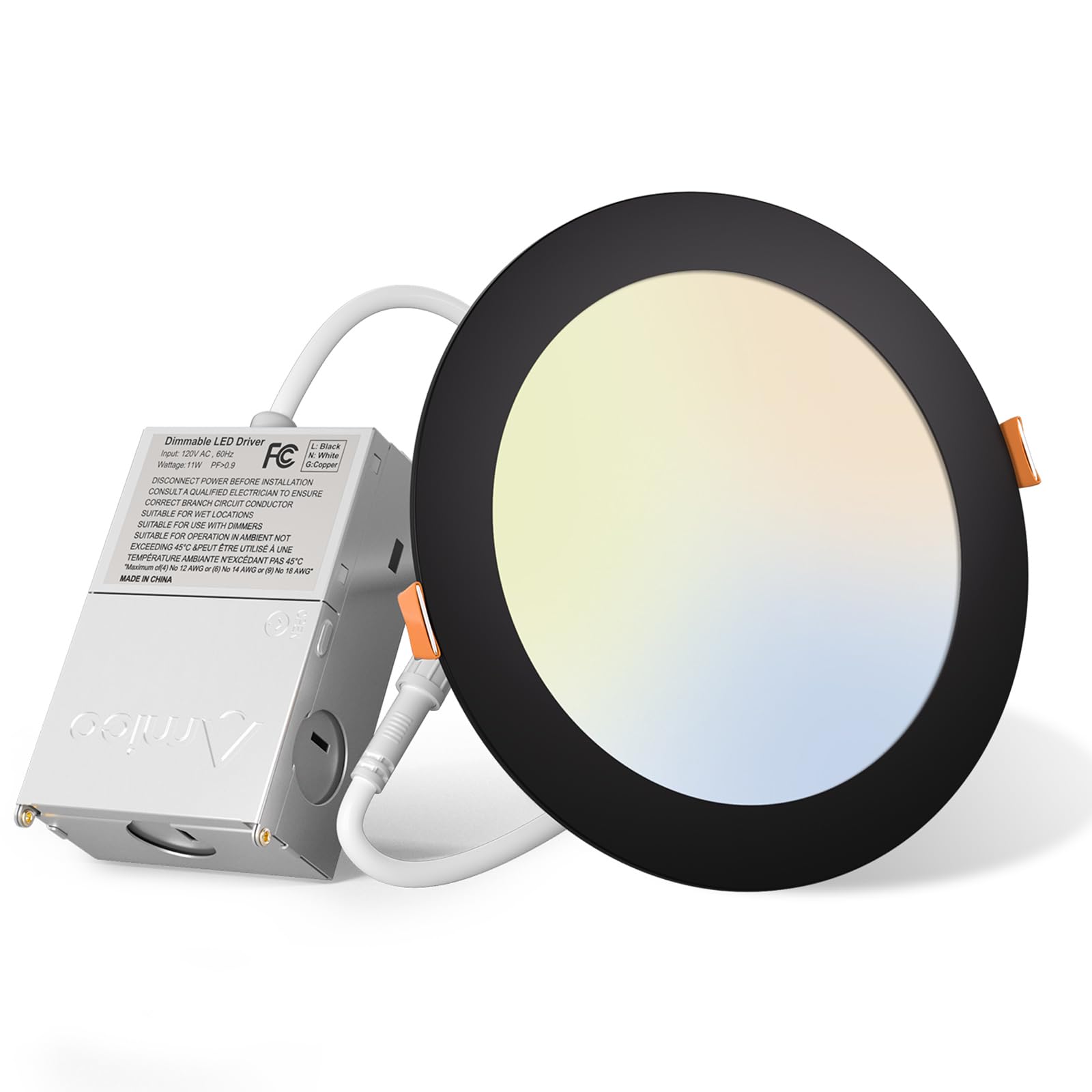 Amico 1 Pack 6 Inch 5CCT Ultra-Thin LED Recessed Ceiling Light with J ...