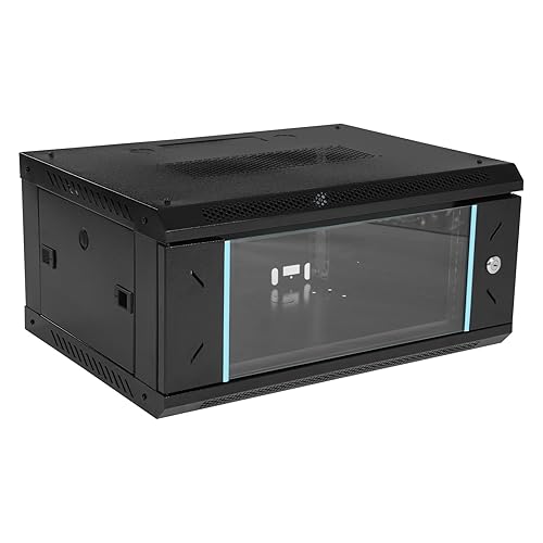 4U Wall Mount Server Cabinet with Locking Glass Door Side Panels, 17.7 ...