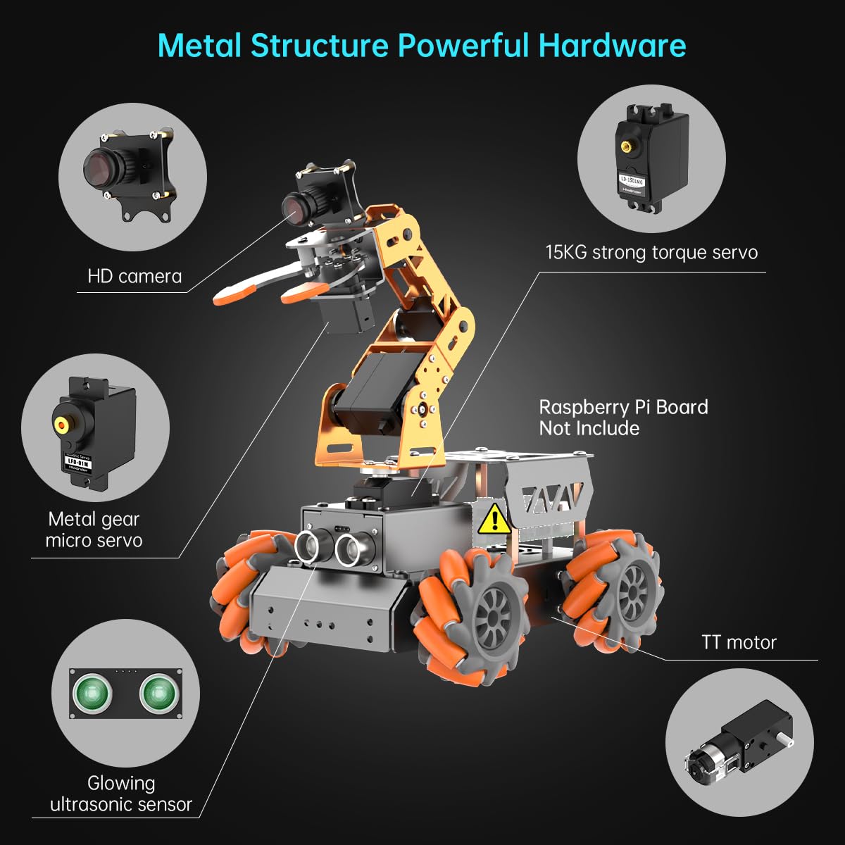 Mua HIWONDER Raspberry Pi 5DOF AI Vision Robotic Arm with Mecanum Wheels Car Powered by ...