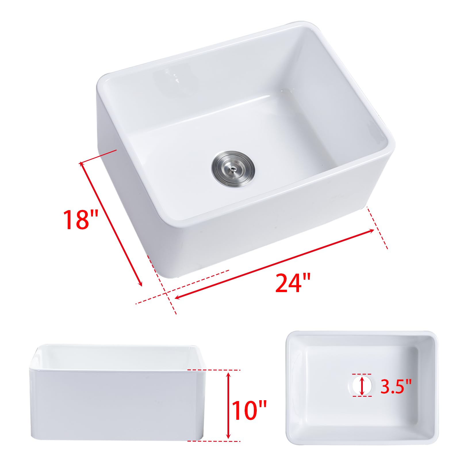 Mua HOTIS 24 Small Fireclay Farmhouse Kitchen Sink, Single Bowl Deep ...