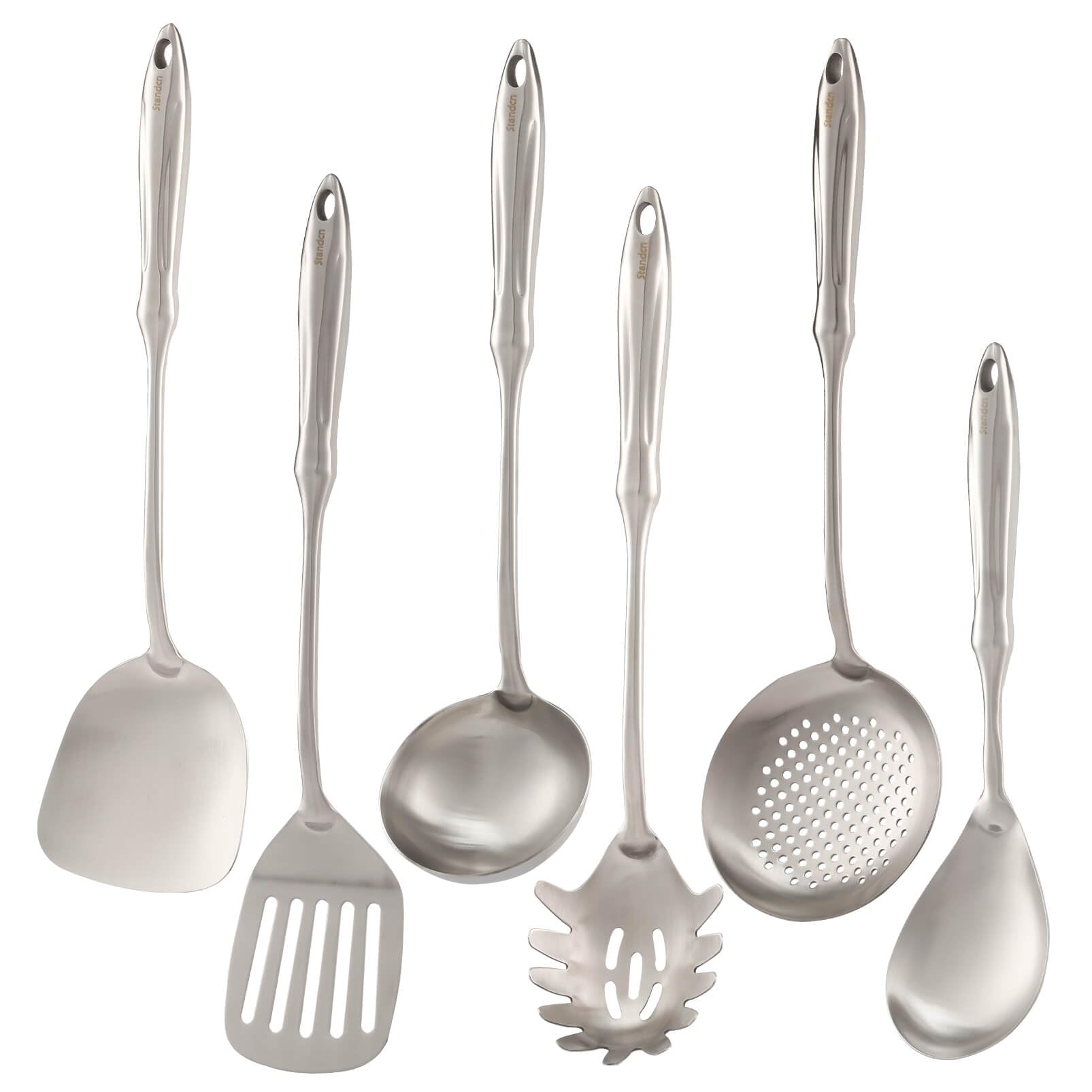Standcn 304 Stainless Steel Kitchen Utensils Set - 6 Pcs Professional ...