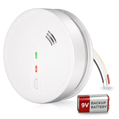 SITERWELL Hardwired Interconnected Smoke Detector, Photoelectric Smoke ...