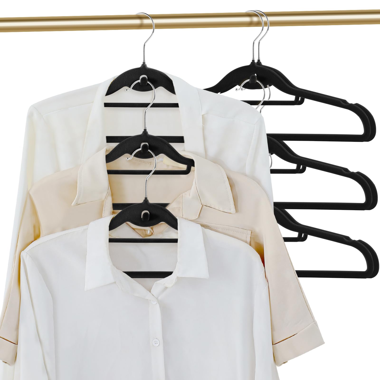 Velvet Clothing Hangers Slim Stackable Non-Slip Black Suit Hanger Space ...