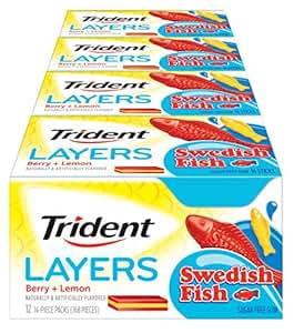 Amazon.com : Trident Layers Sugar Free Gum (Swedish Fish, 14-Piece, 12 ...