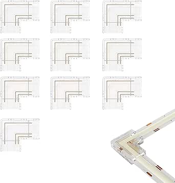 Clearhill 8mm 2Pin 10Packs Transparent Solderless L-Shape COB LED Strip ...