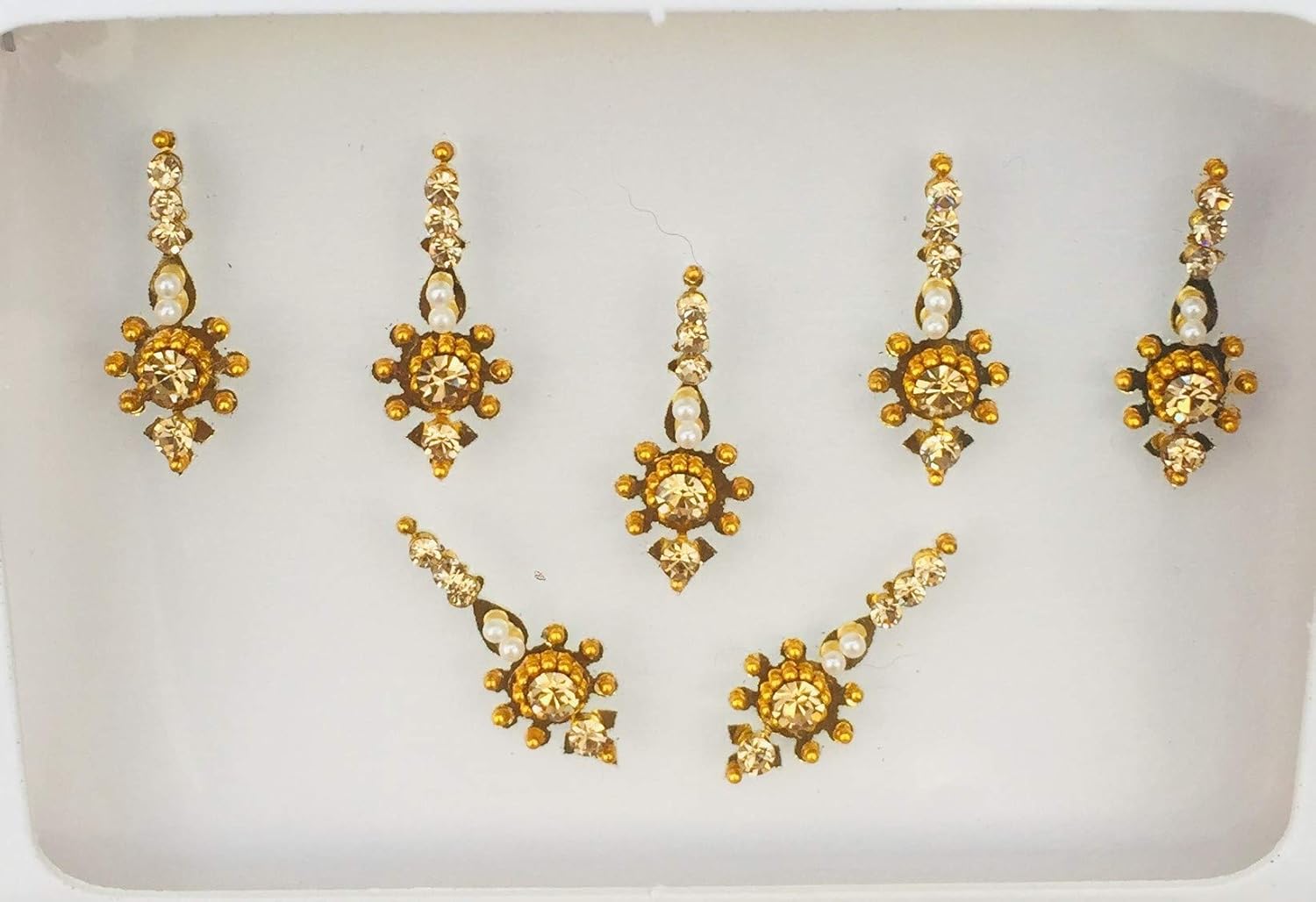 BB218 Designer Bindi Gold Crystal Stone Bindi Tattoo Forehead Sticker ...