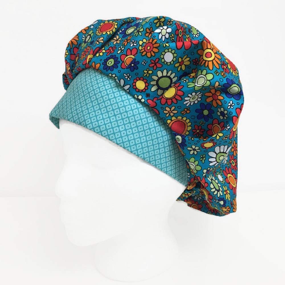 Amazon.com: Bouffant Scrub Cap Bright Blooms Scrub Hat OR Hats Womens ...