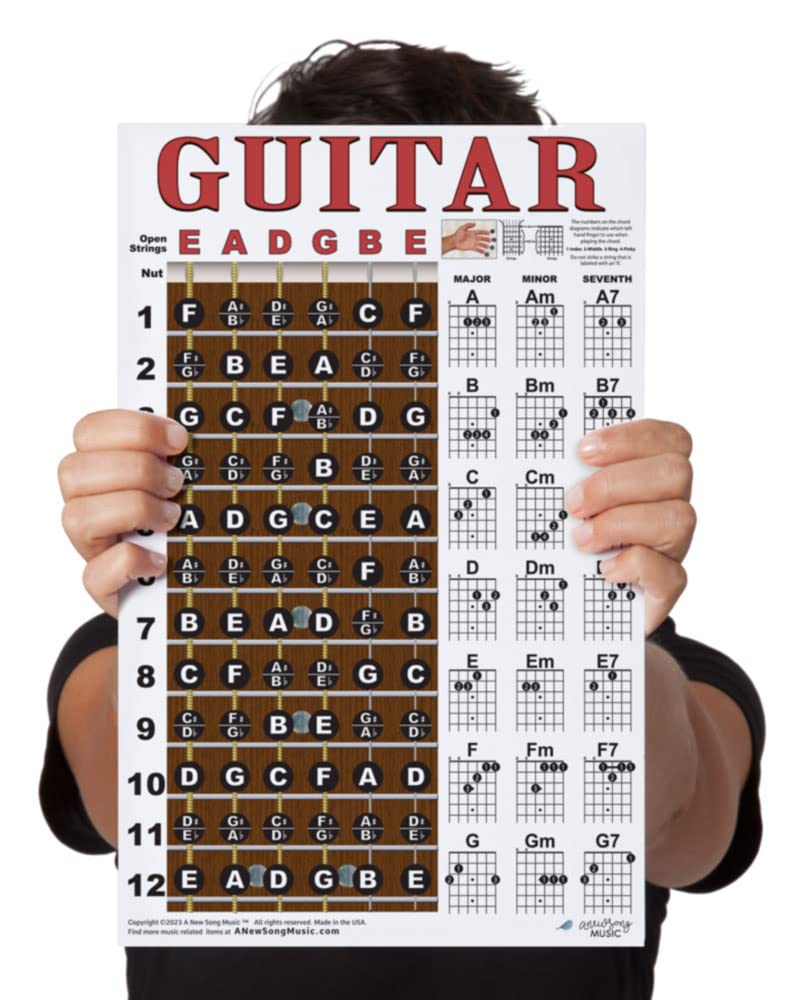 Mua A New Song Music Laminated Guitar Chord & Fretboard Note Chart ...