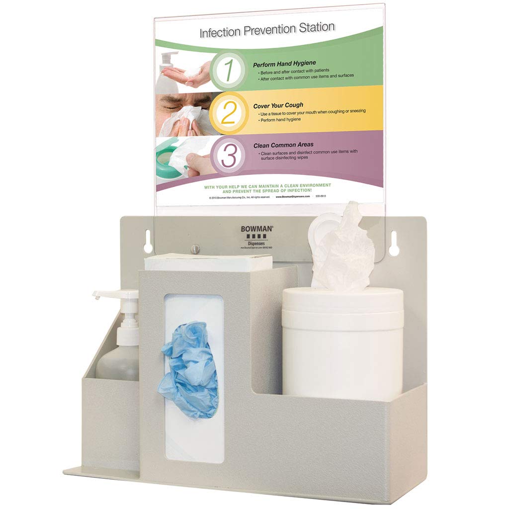 Infection Prevention Station: Holds 1 Bottle, 1-2 Boxes Tissue or 1 ...