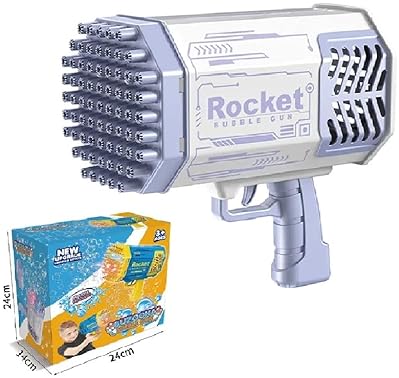 Rocket Bubble Machine Gun 69 Holes Machine Gun with Magic Color Lights ...