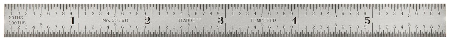 Starrett C316R-6 6-Inch Steel Rule with Inch Graduations General General
