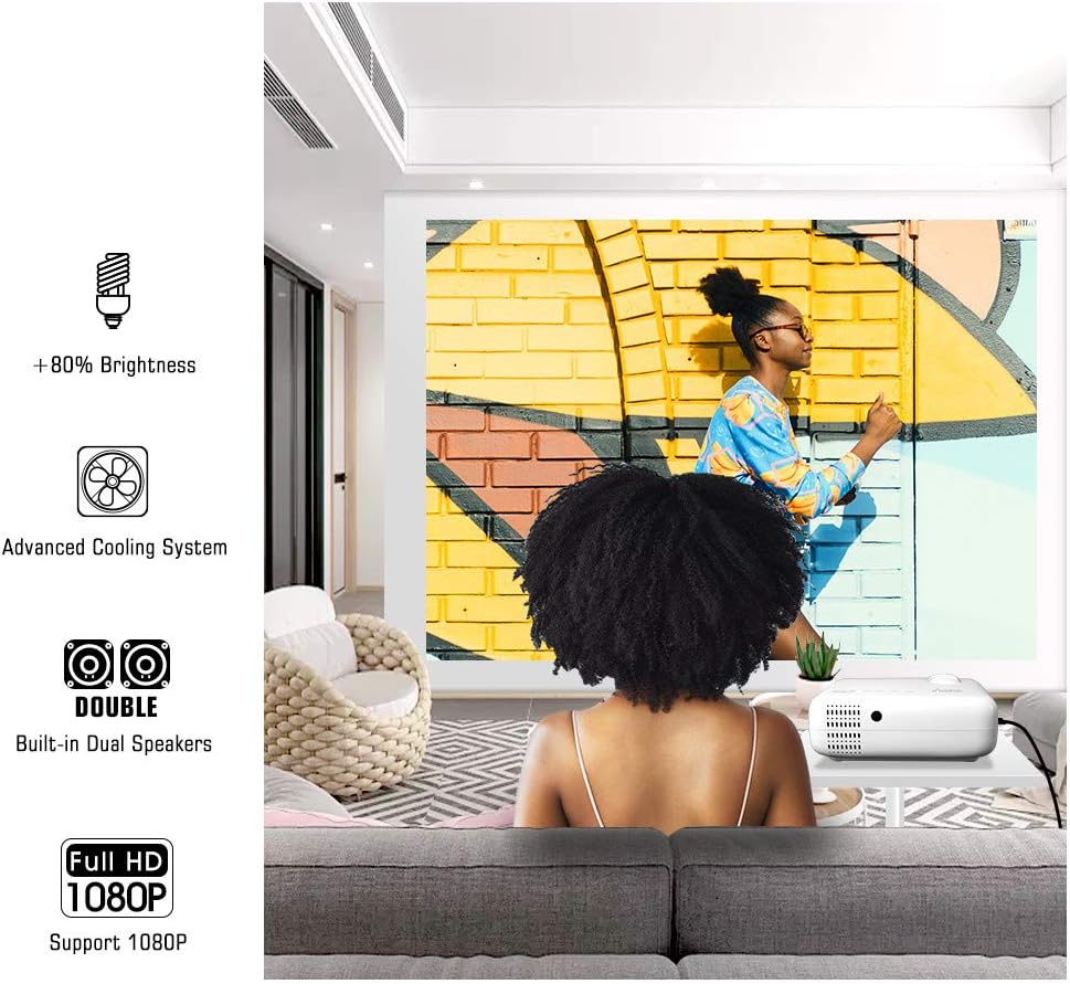 ELEPHAS Projector, GC333 Portable Projector with 4500 Lumens and Full ...