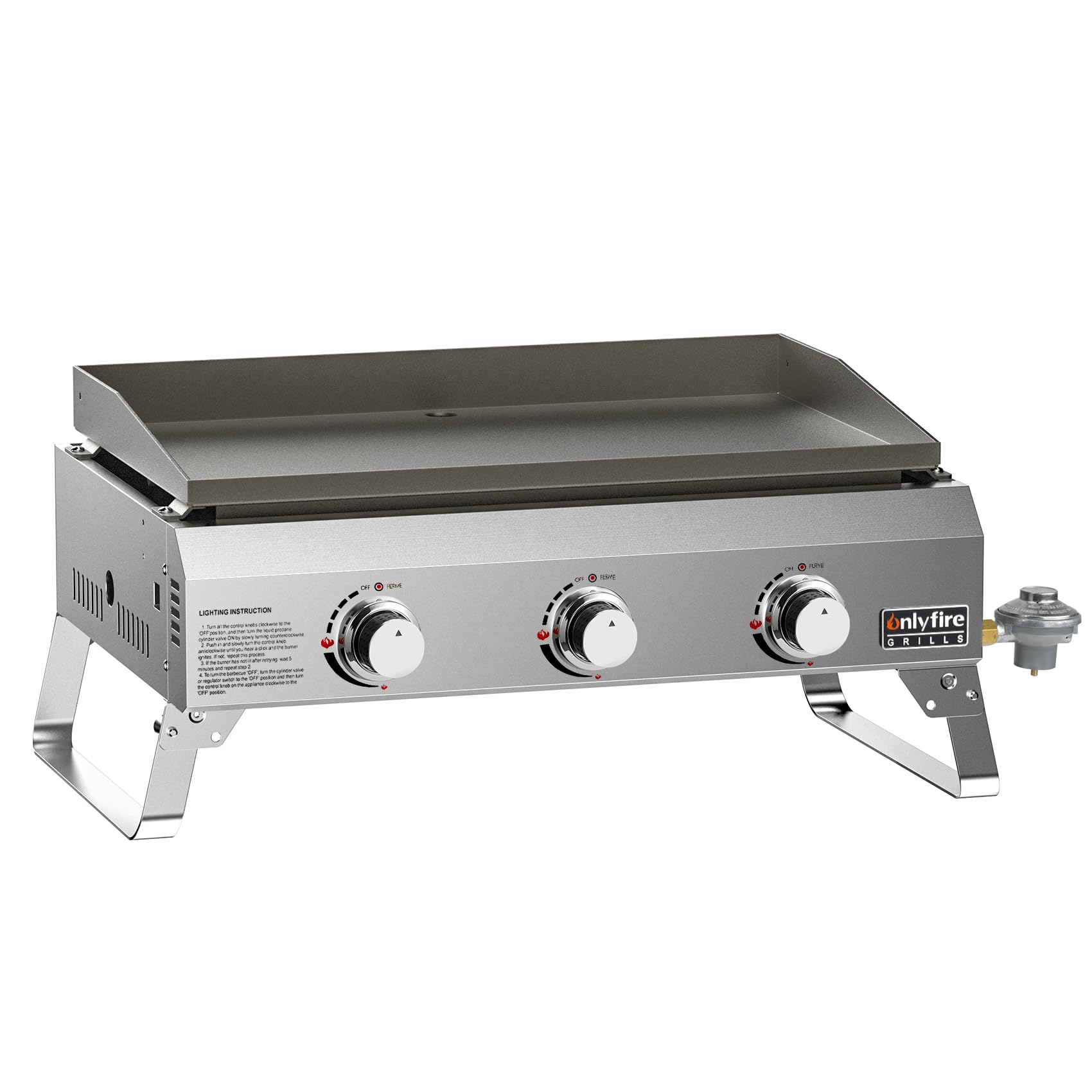 ONLYFIRE GRILLS Tabletop Gas Griddle No Lid & Foldable Legs, 3-Burner ...