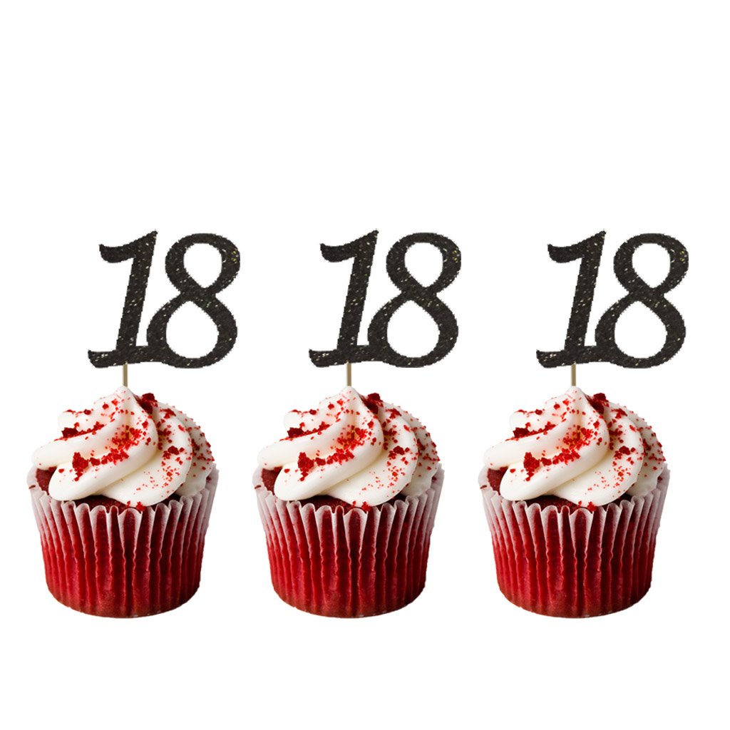 LissieLou Number 18 Cupcake Toppers - Pack of 10-18th Birthday Cake ...