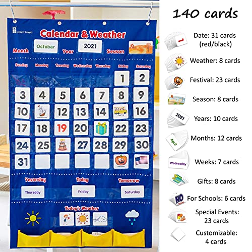 Calendar and Weather Pocket Chart for Kids Learning from Home and ...
