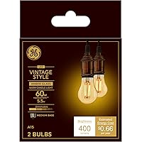 GE Lighting VintaStyle LED Decorative Light Bulbs, 5.5 Watts (60 Watt Equivalent) Warm Candle ...