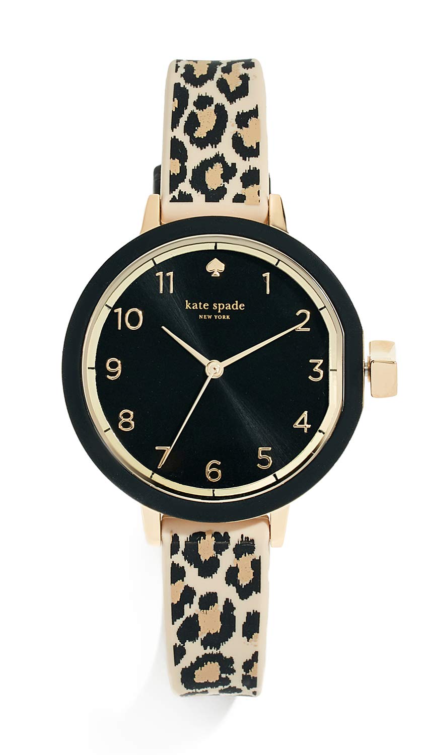 Kate Spade New York Women's Park Row Black and Gold Leopard Silicone ...