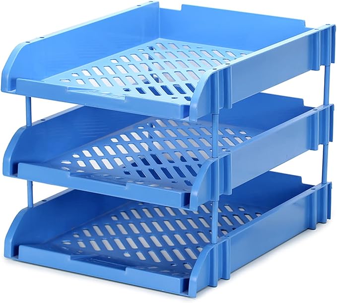 lilanping Desktop File Organizer Blue Hollow Office Desk Storage ...