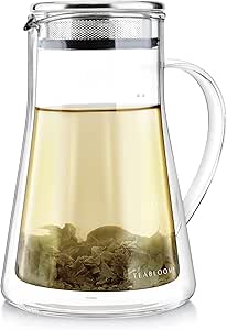 Amazon.com | Teabloom Elegant One-Touch Teapot – Double Wall Glass Tea ...