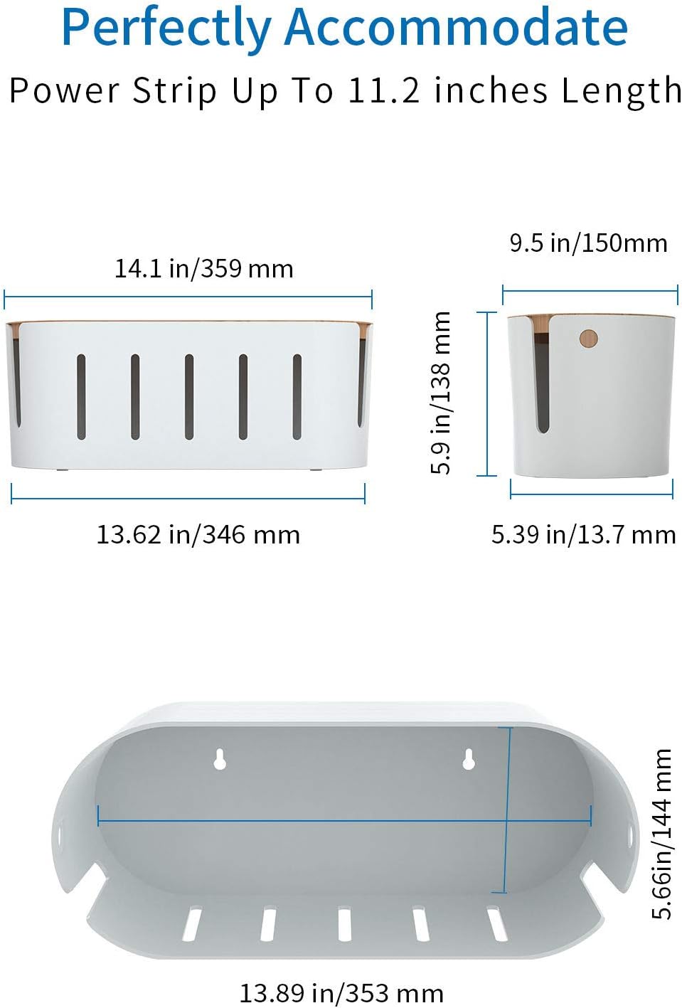 Wall Mountable Cable Box, NTONPOWER Wire Management Box 359x150x138mm ...