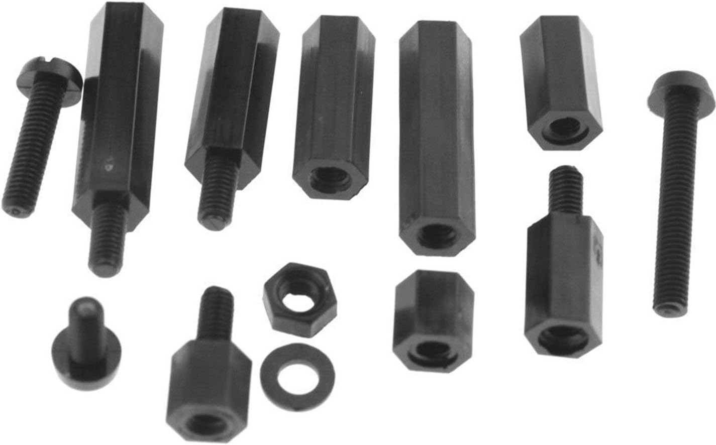 260pcs Black M3 Male Female Nylon Hex Spacer Standoff Screw Nut ...