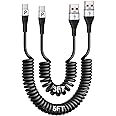 Amazon.com: USB Type C Coiled Cable Fast Charging (3FT/5FT), 2Pack ...