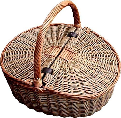 Red Hamper Wicker Willow Two Tone Double Lidded Empty Picnic Basket ...