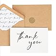 Amazon.com : AZAZA Thank You Cards Bulk 100 Pack with Brown Kraft ...